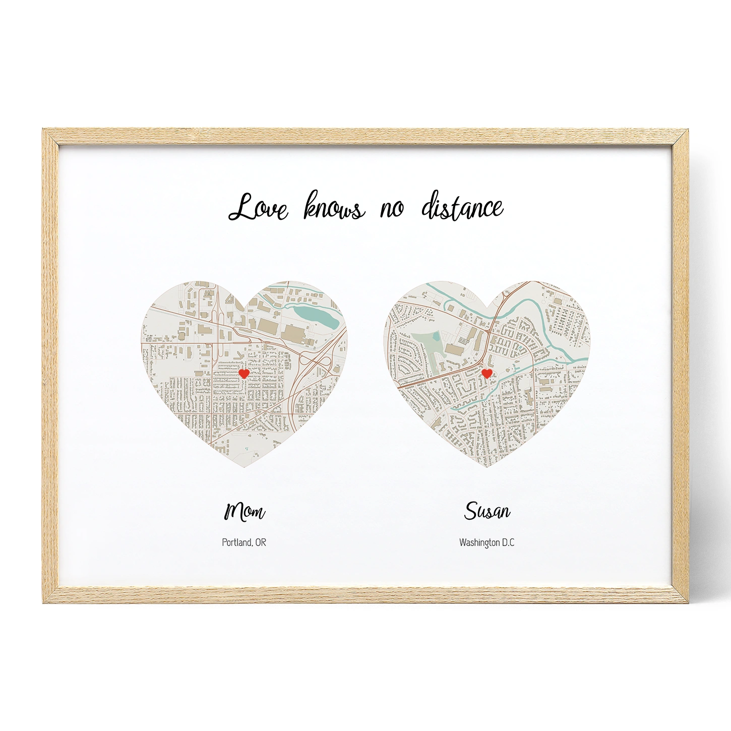 Love Knows No Distance Map for Mom - Positive Prints