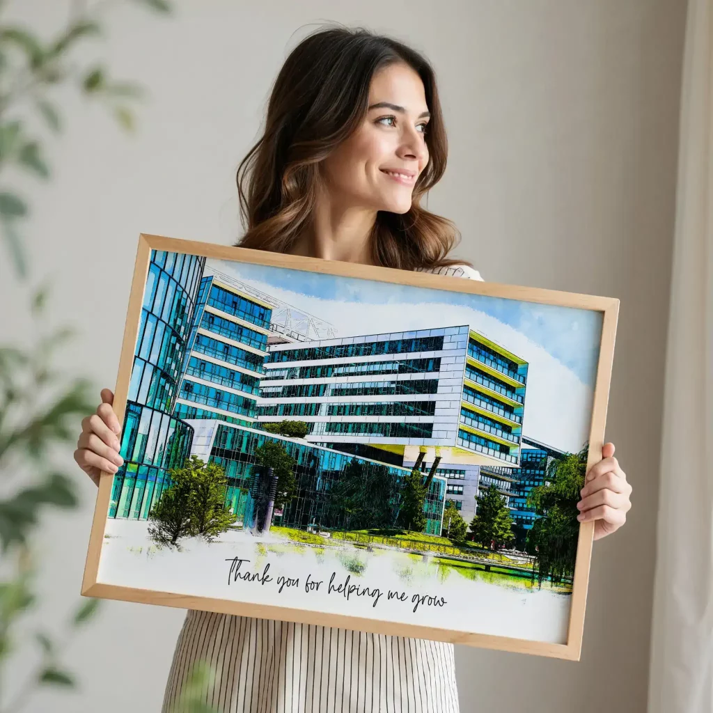 Custom Watercolour Work Place Portrait - Positive Prints