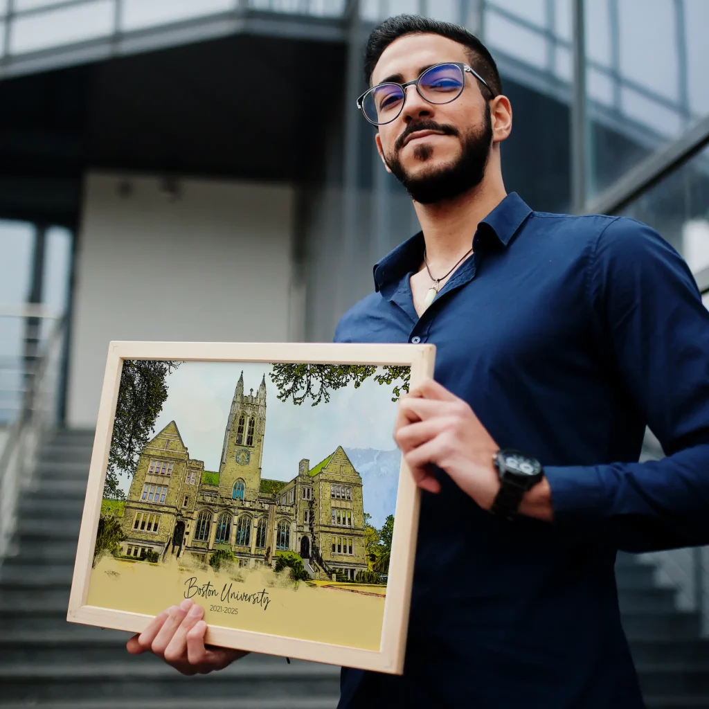 Custom Watercolor University Portrait - Positive Prints