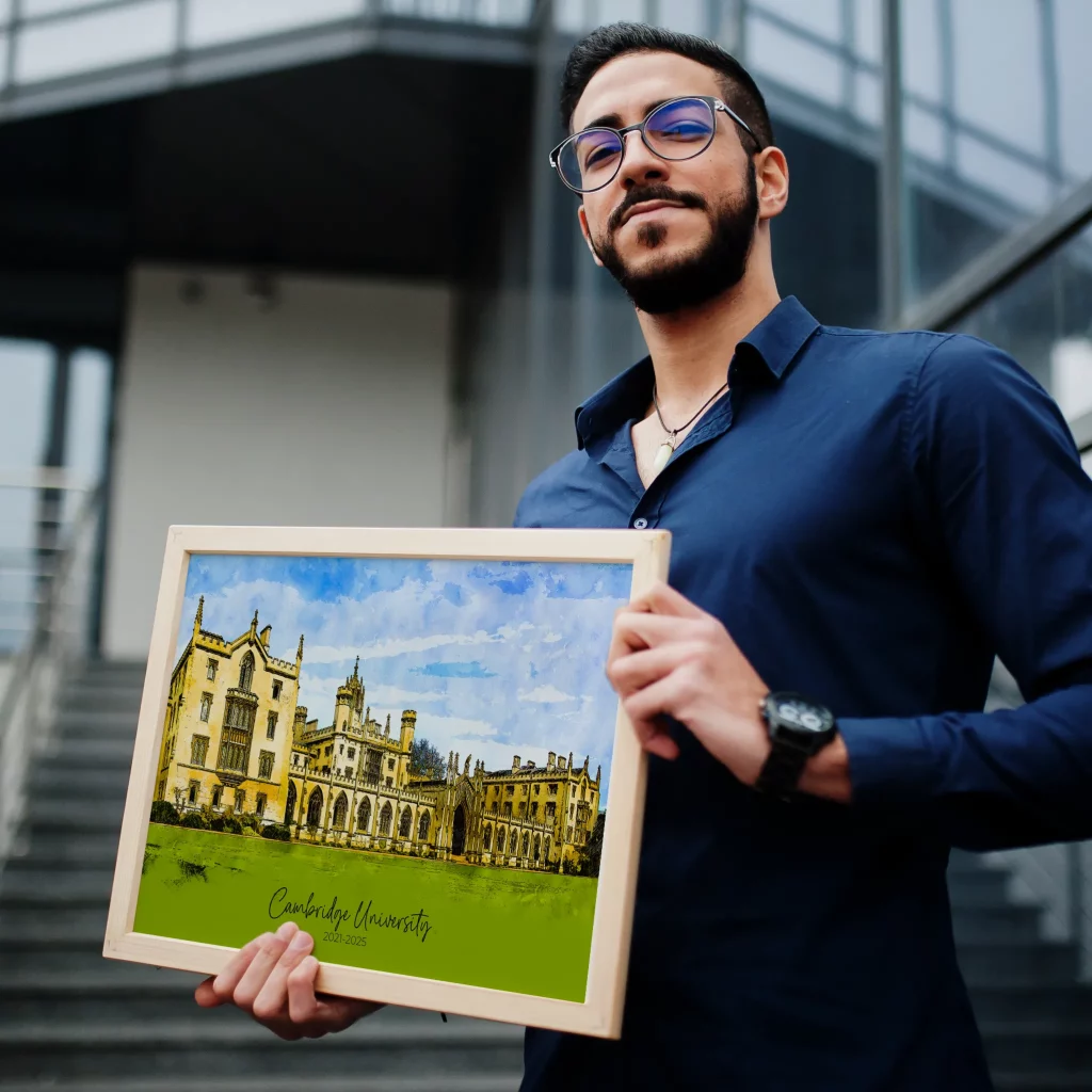 Custom Watercolour University Portrait - Positive Prints
