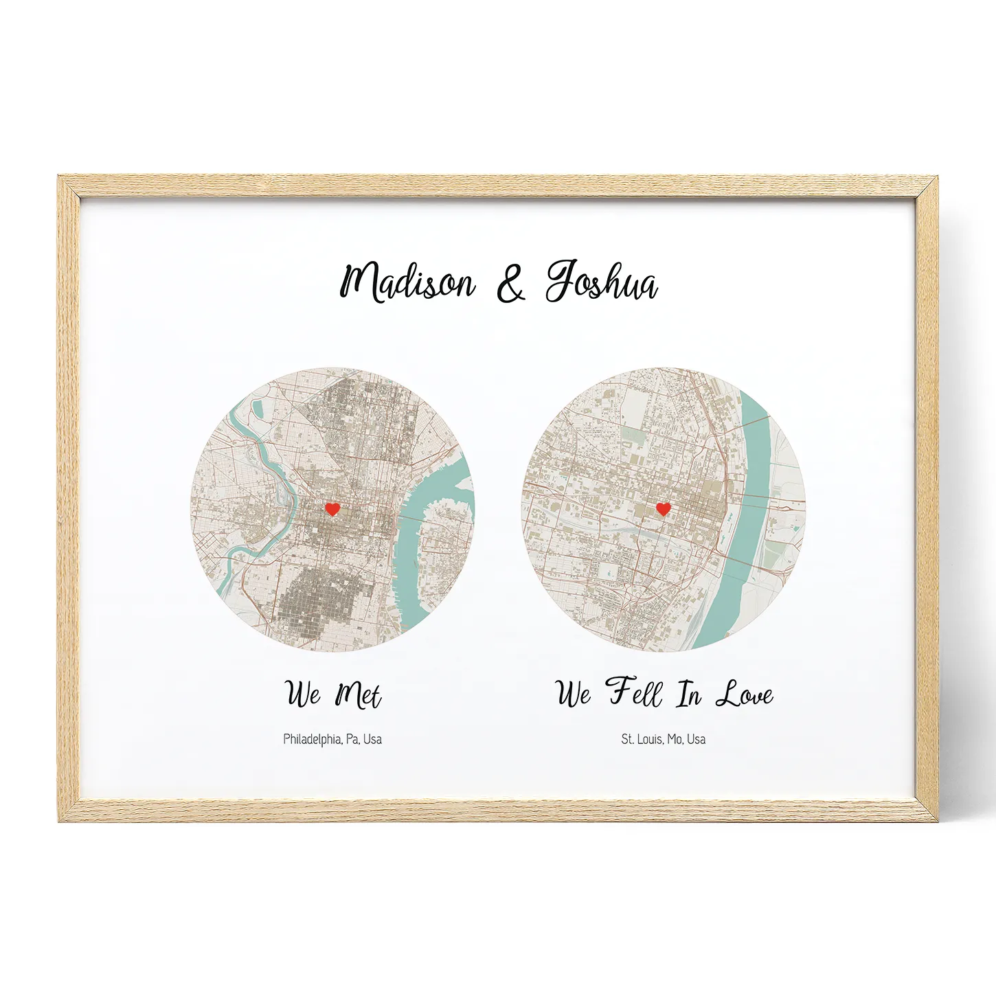 Where We Met Double Map - Personalized Gift - Positive Prints