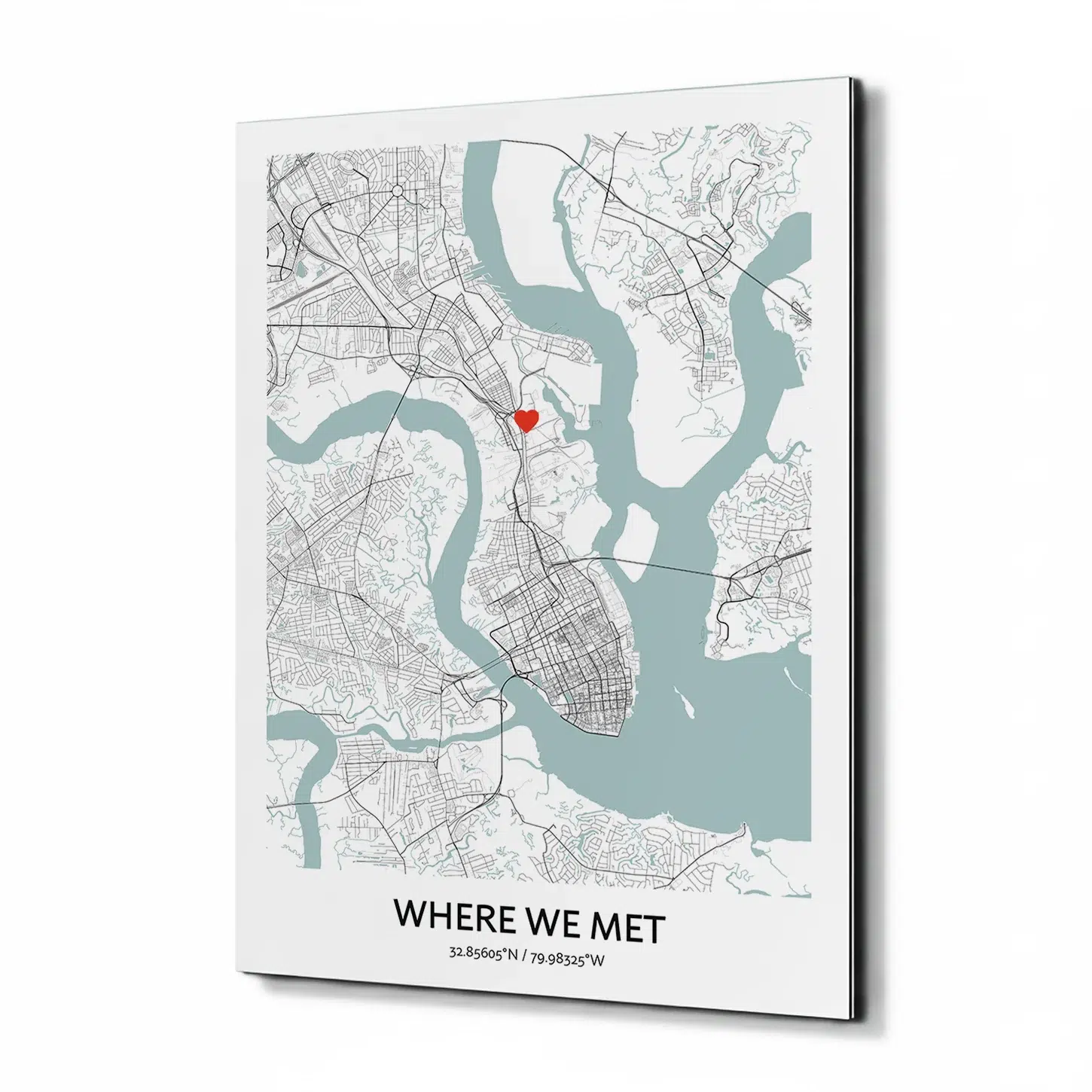 Where We Met Map Aluminum Print - Positive Prints