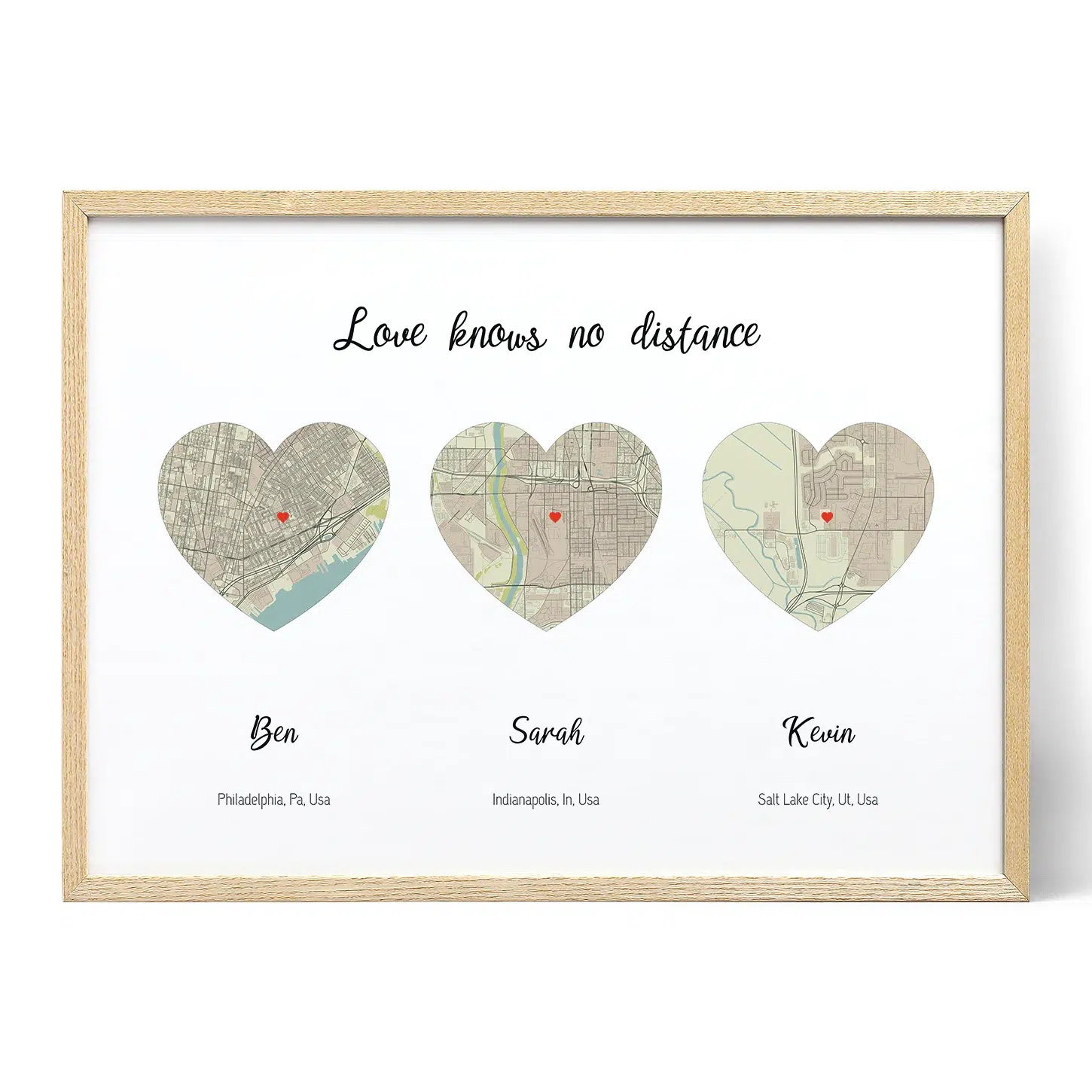 Long Distance Family Map - Personalized Gift - Positive Prints