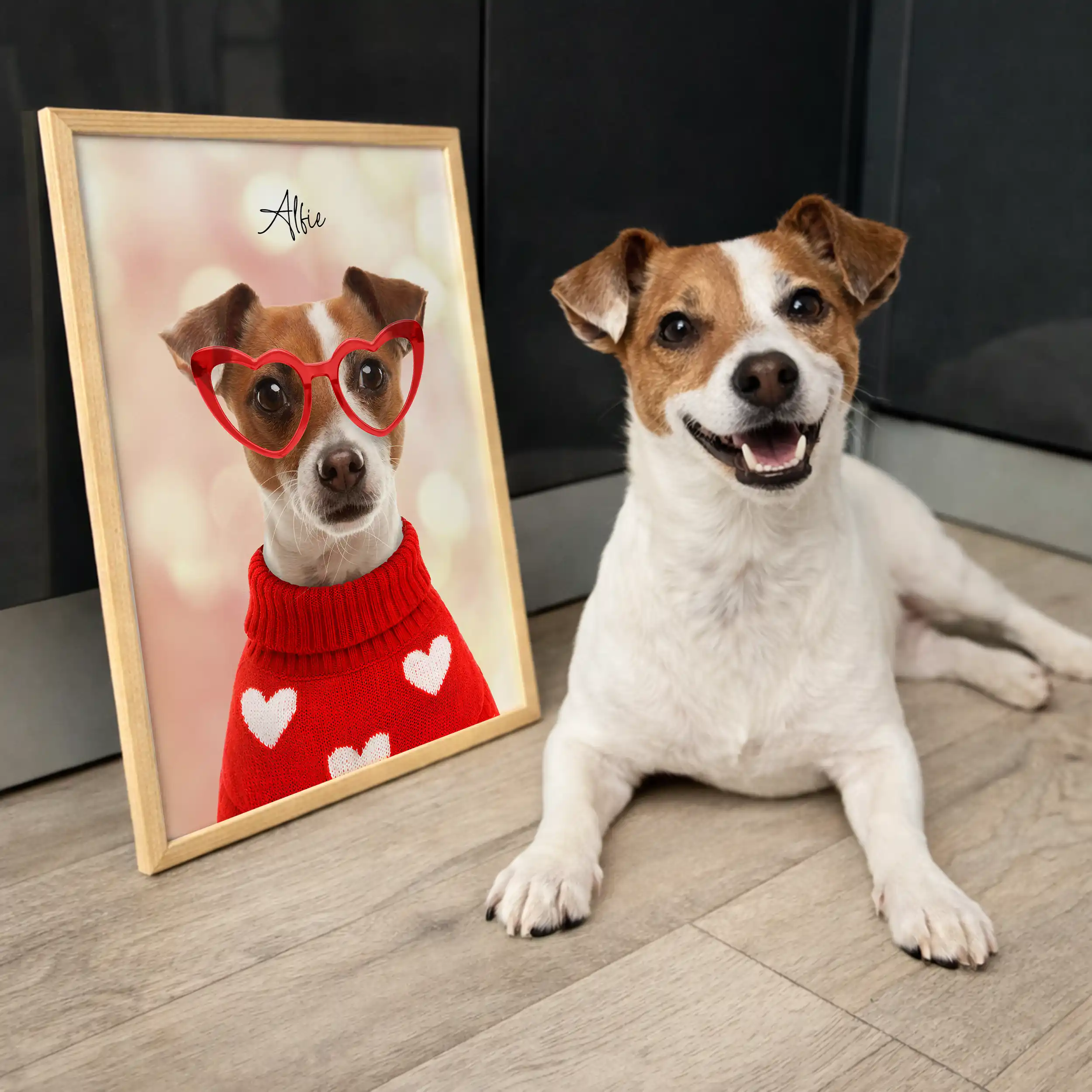 Custom Valentine Dog Portrait - Positive Prints